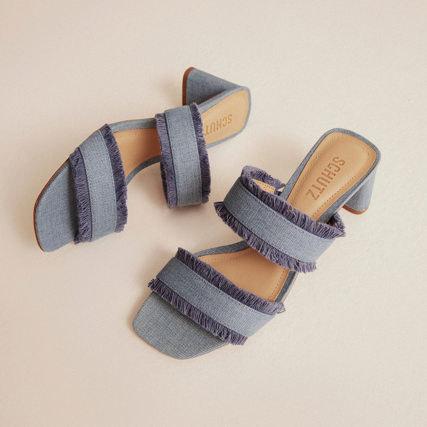 Amely Mid Block Denim Sandal – SCHUTZ