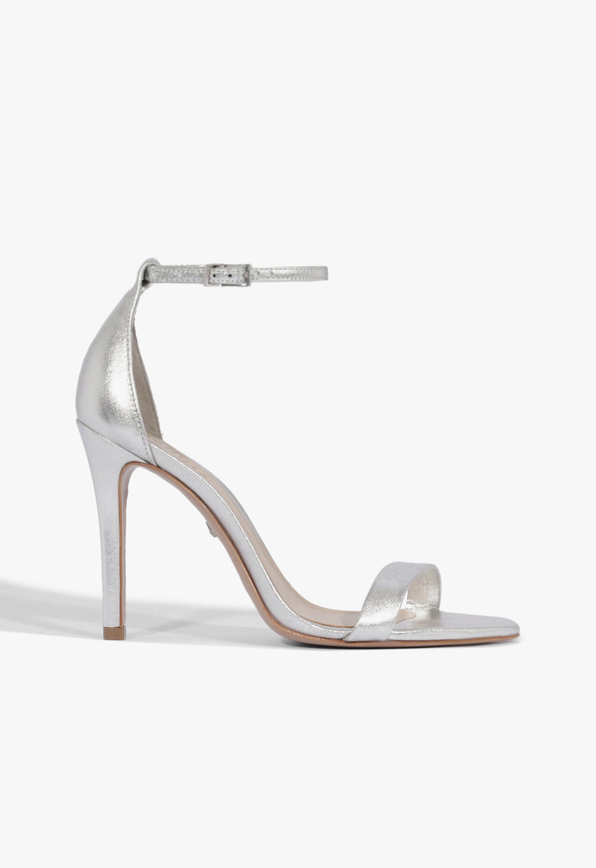 Cadey Stiletto Sandal | Metallic Silver Leather - SCHUTZ