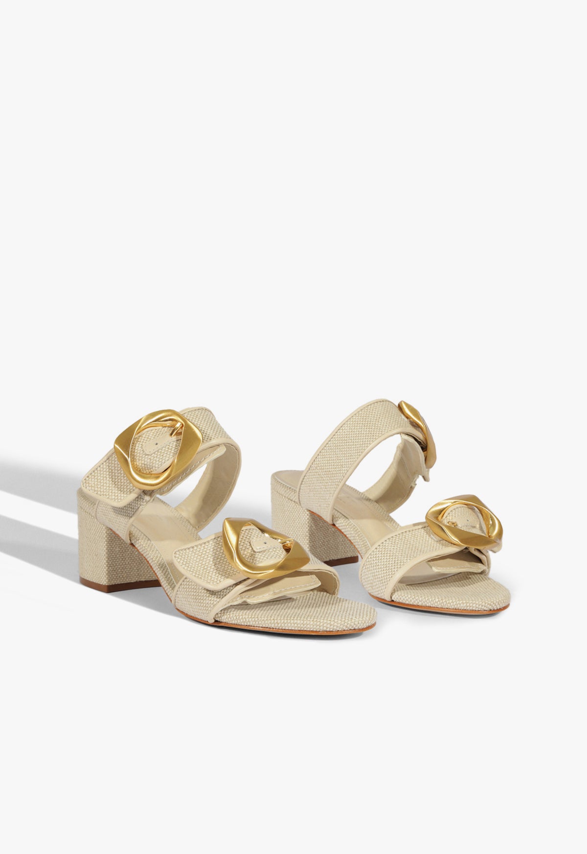 Olga Block Sandal | Beige | Fabric – SCHUTZ