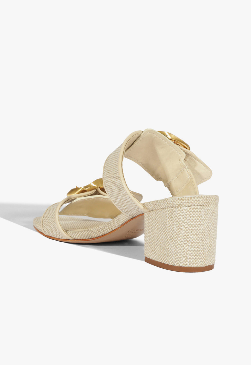 Olga Block Sandal | Beige | Fabric – SCHUTZ