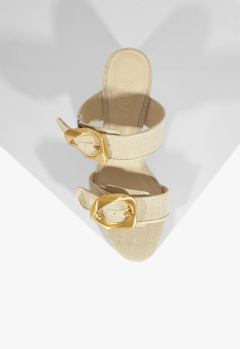 Olga Block Sandal | Beige | Fabric – SCHUTZ