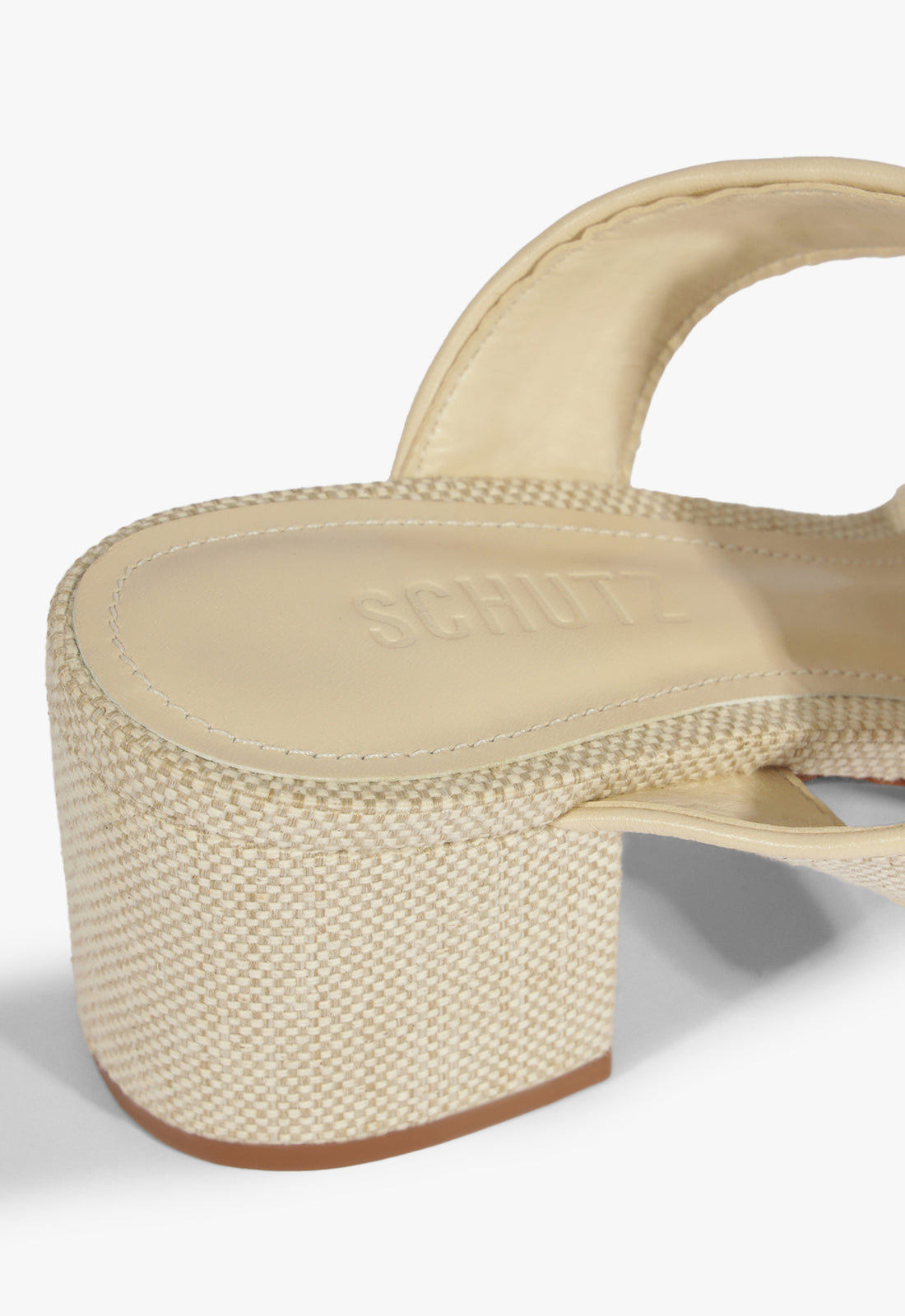 Olga Block Sandal | Beige | Fabric – SCHUTZ