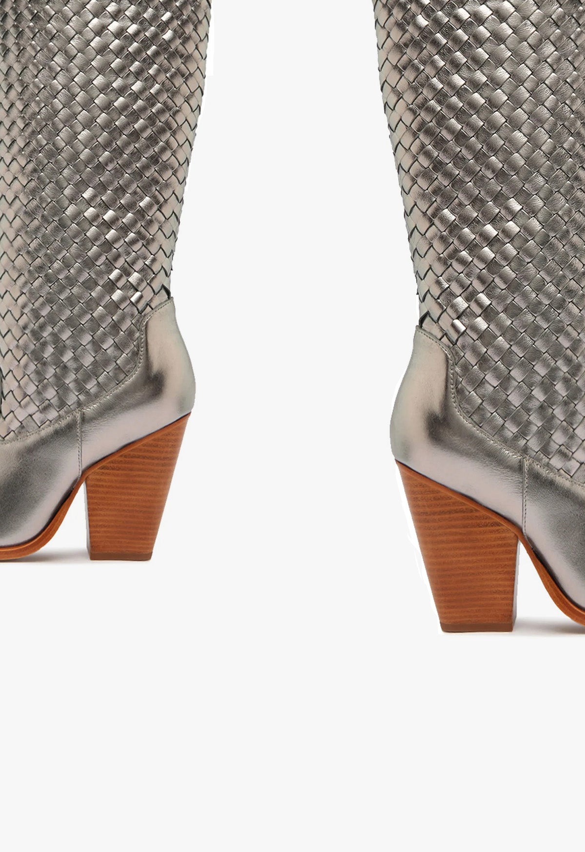 Ella Woven Metallic Silver Boot - SCHUTZ