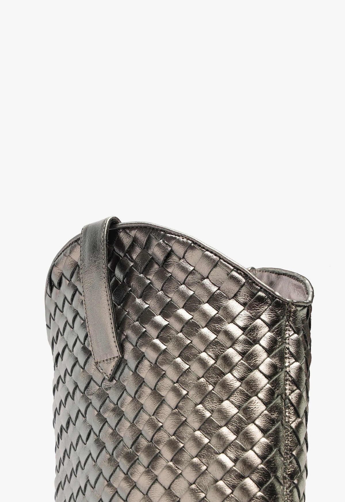 Ella Woven Metallic Silver Boot - SCHUTZ