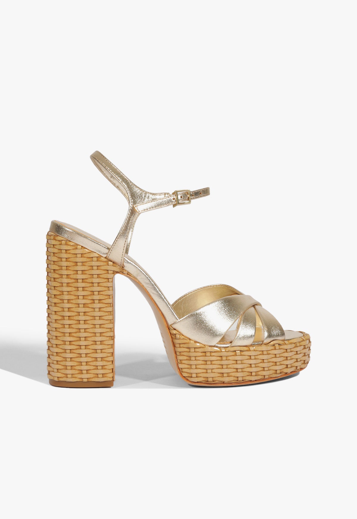 Keefa Straw Platform Sandal | Metallic Gold Leather - SCHUTZ