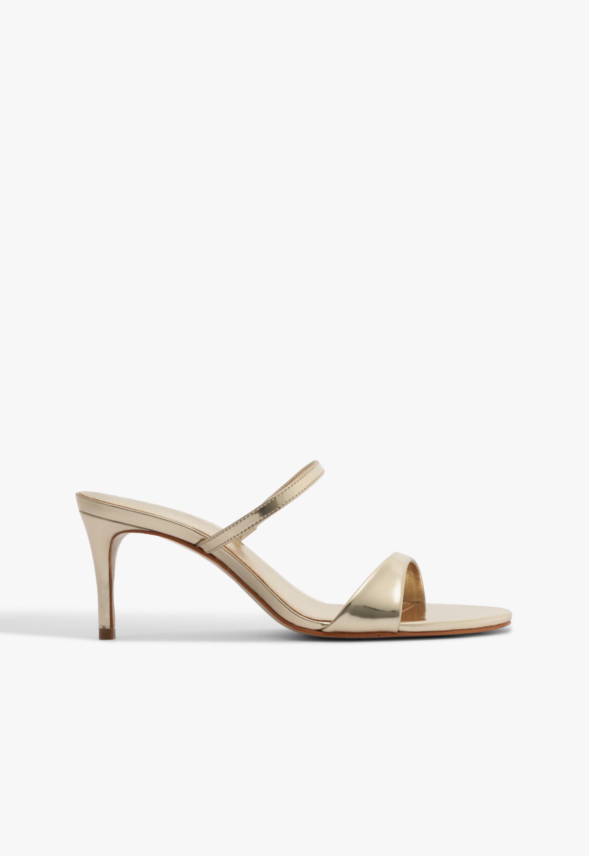 Jessica Mid Mule Gold Sandal | Stiletto Heel - SCHUTZ