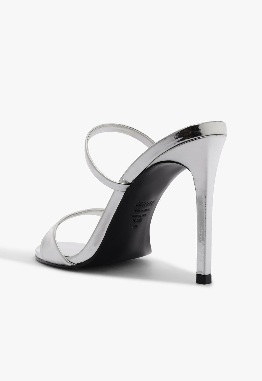 Jessica Mule Silver Sandal | Stiletto Heel - SCHUTZ