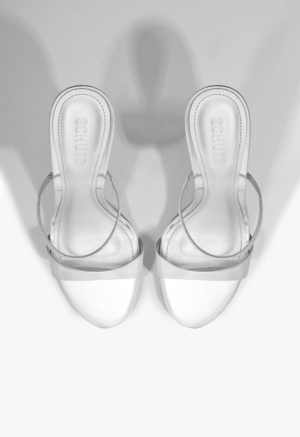 Jessica Mule Silver Sandal | Stiletto Heel - SCHUTZ