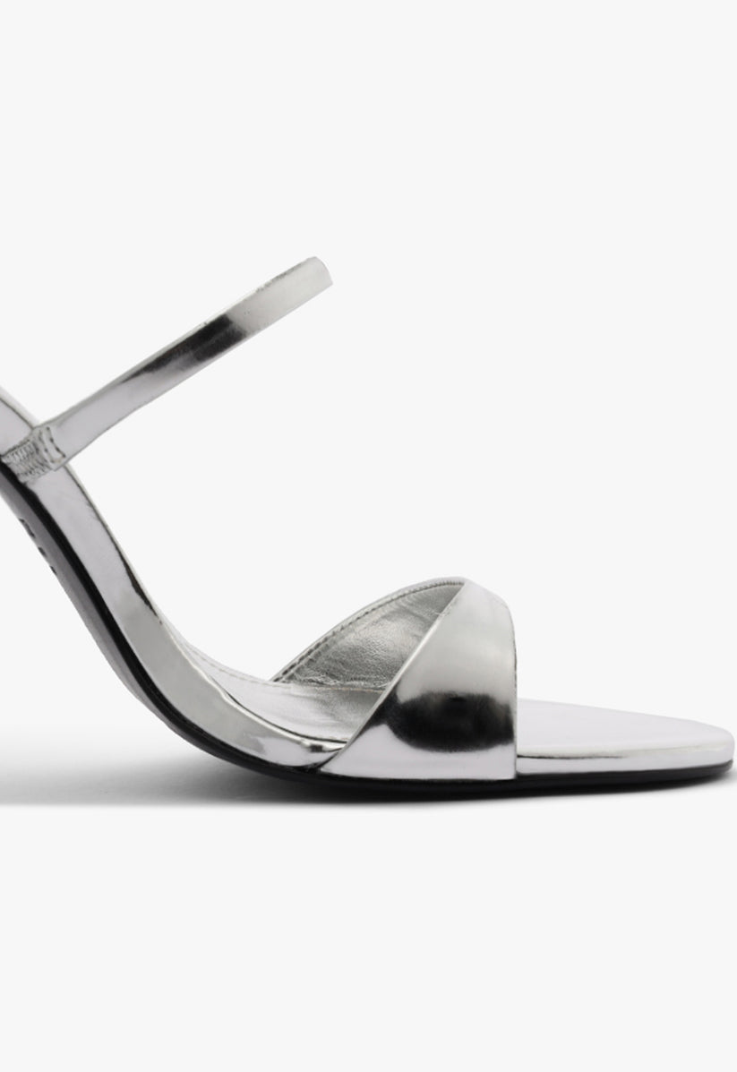 Jessica Mule Silver Sandal | Stiletto Heel - SCHUTZ
