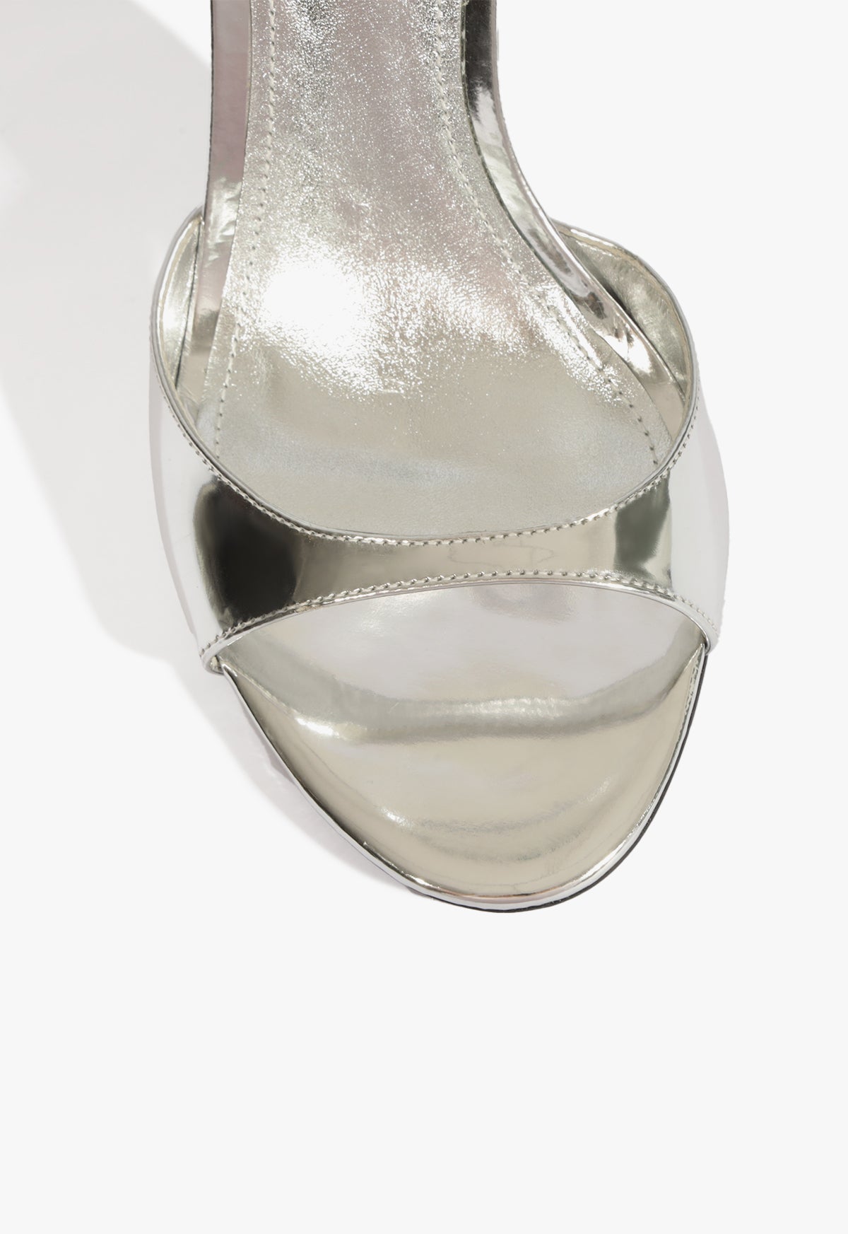 Scarlett Patent Leather Sandal | Silver Stiletto Heel - SCHUTZ