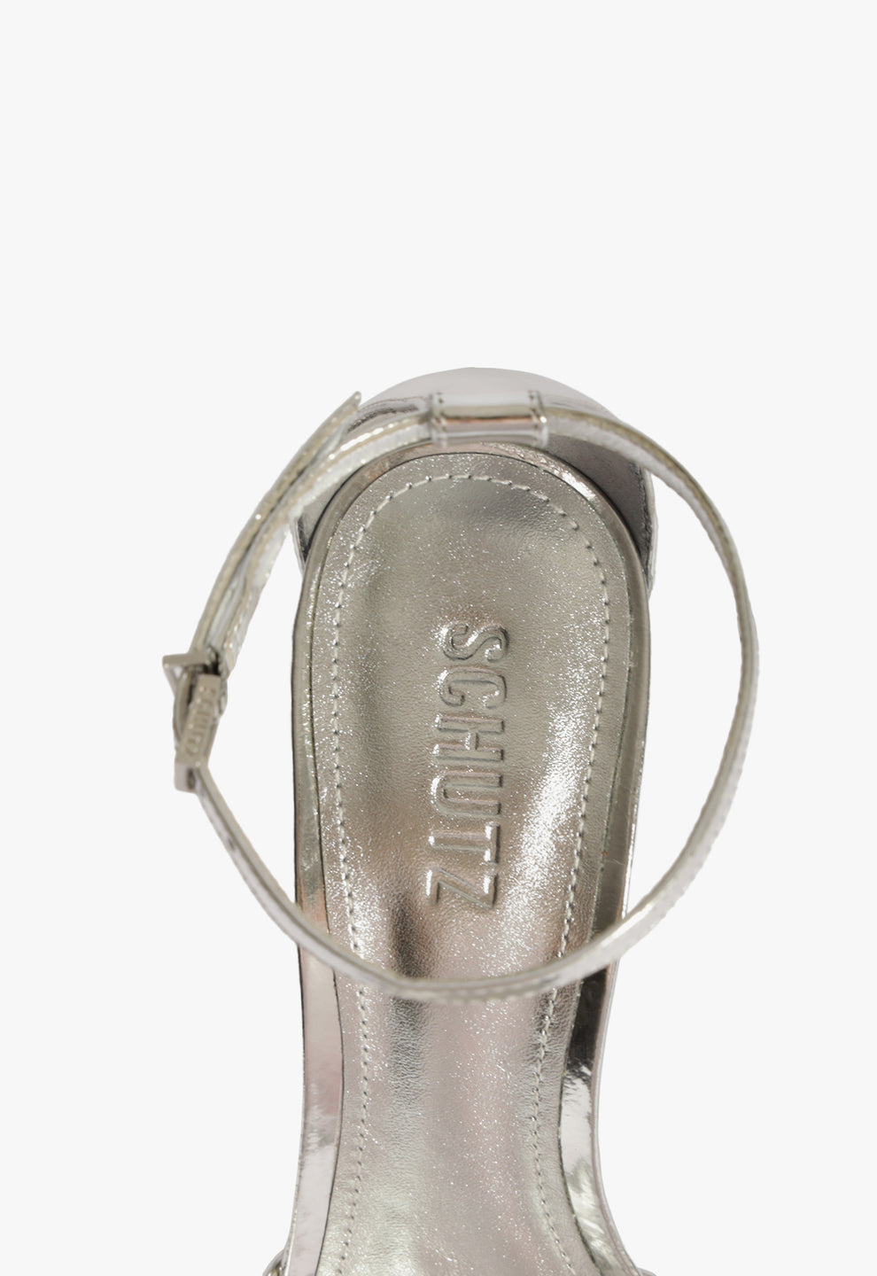 Scarlett Patent Leather Sandal | Silver Stiletto Heel - SCHUTZ