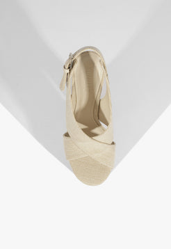 Jennifer Platform Sandal | Beige | Fabric – SCHUTZ
