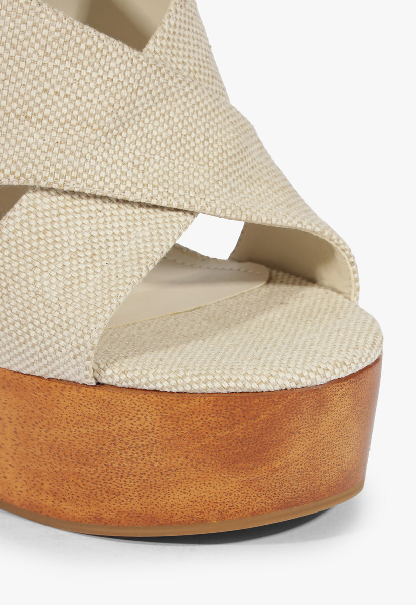 Jennifer Platform Sandal | Beige | Fabric – SCHUTZ