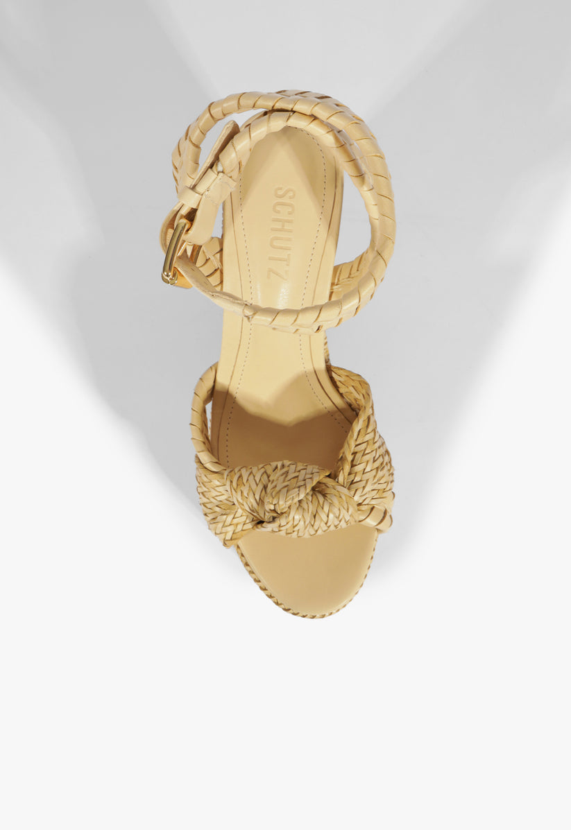 Khari Platform Sandal | Beige Leather - SCHUTZ