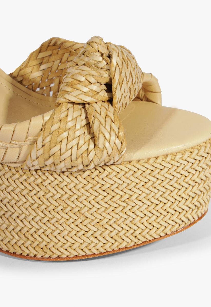 Khari Platform Sandal | Beige Leather - SCHUTZ