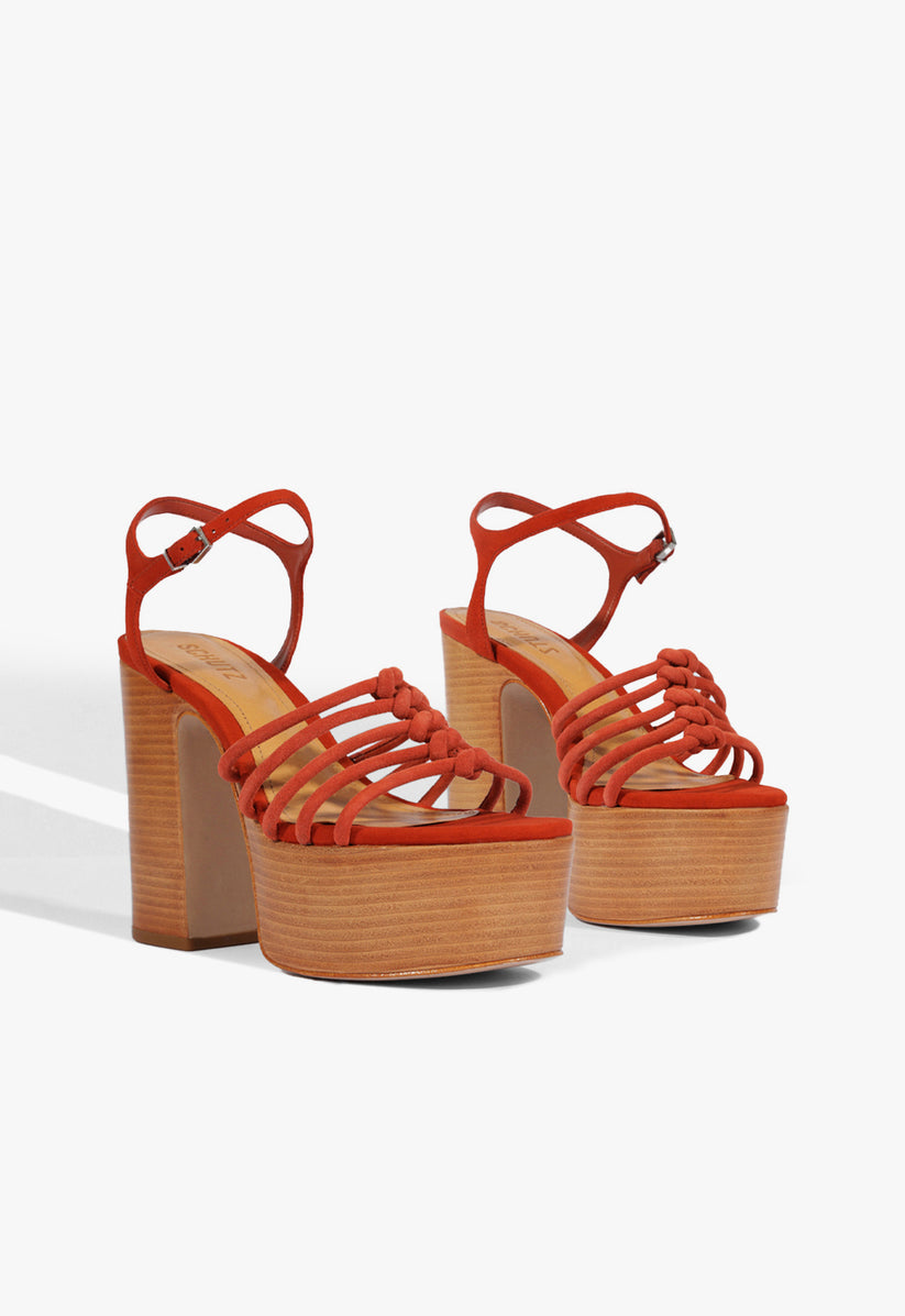 Sandy Platform Sandal | Orange | Suede – SCHUTZ