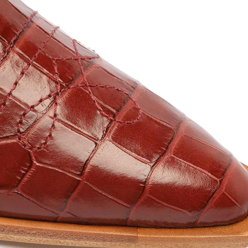 Briani Crocodile Embossed Leather Bootie – SCHUTZ